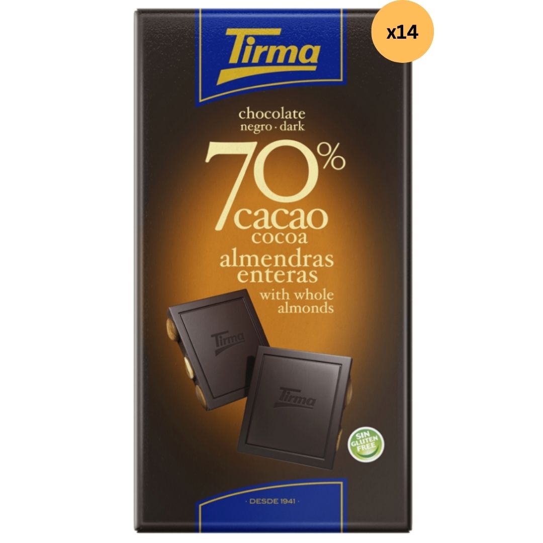 Tirma Dark Chocolate Bar 70% with Whole Almonds – Tirma UK